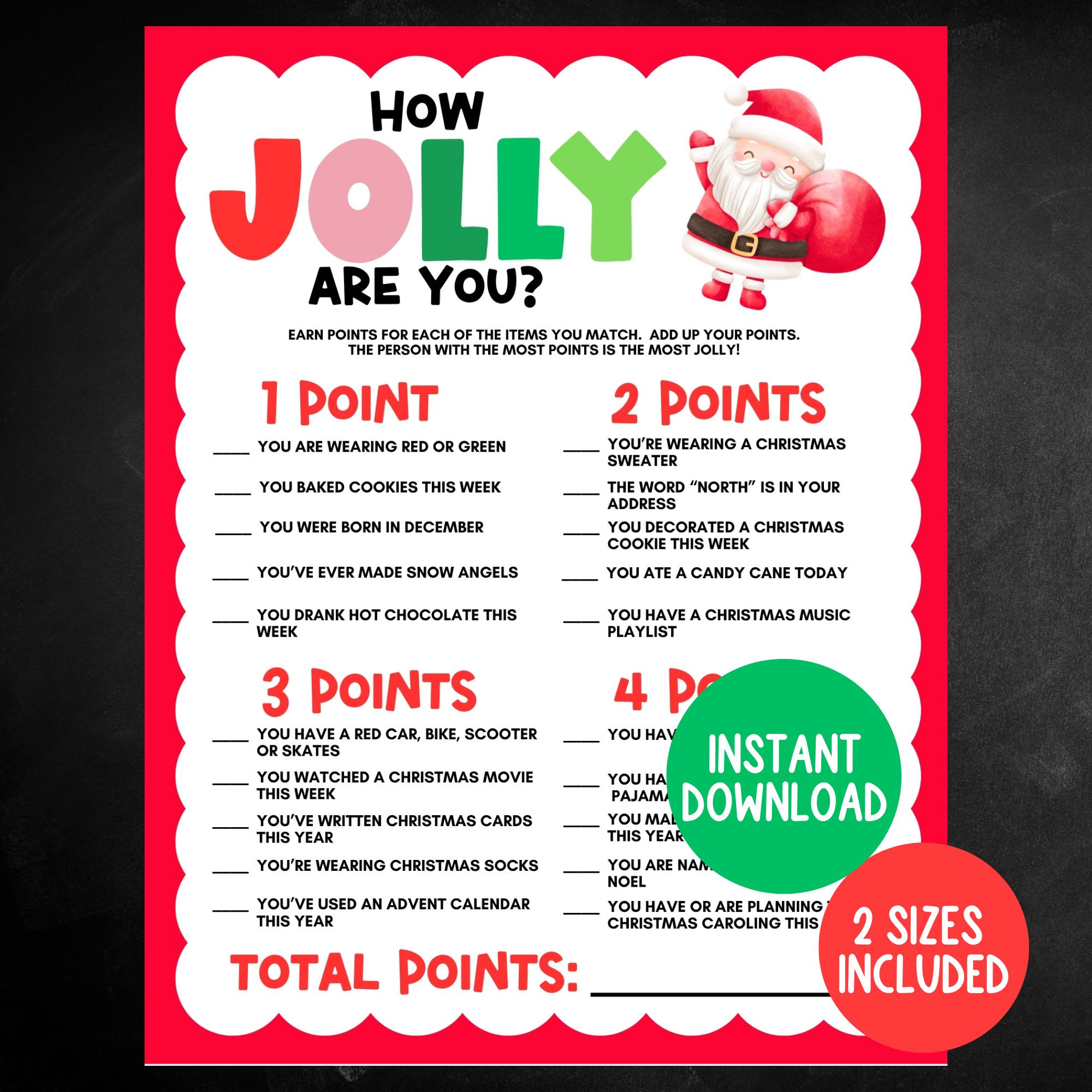 How Jolly Are You Christmas Game, Printable Group Christmas Party Game ...