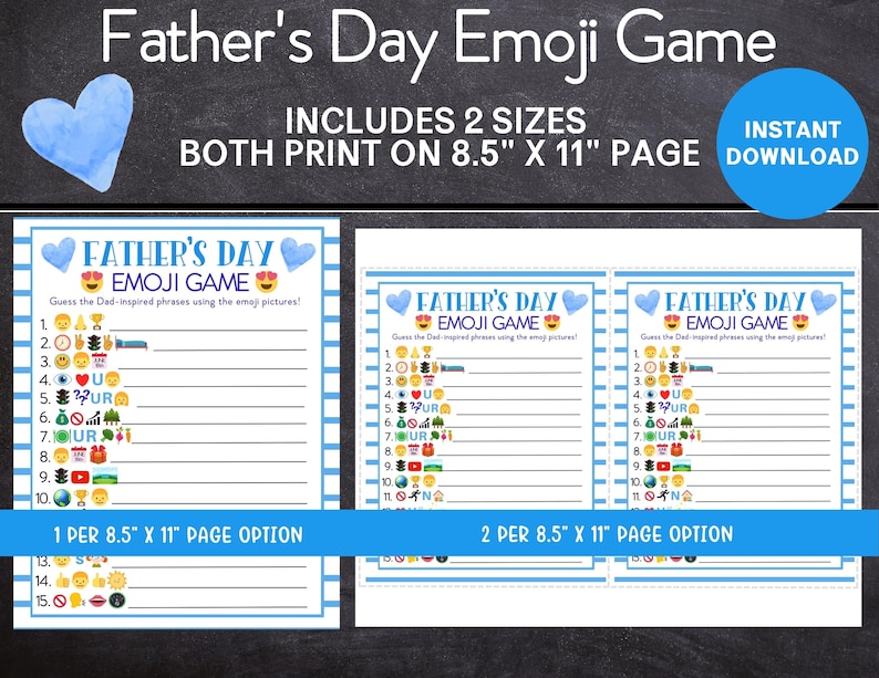 Fathers Day Game, Fathers Day Printable Game, Emoji Game for Fathers ...