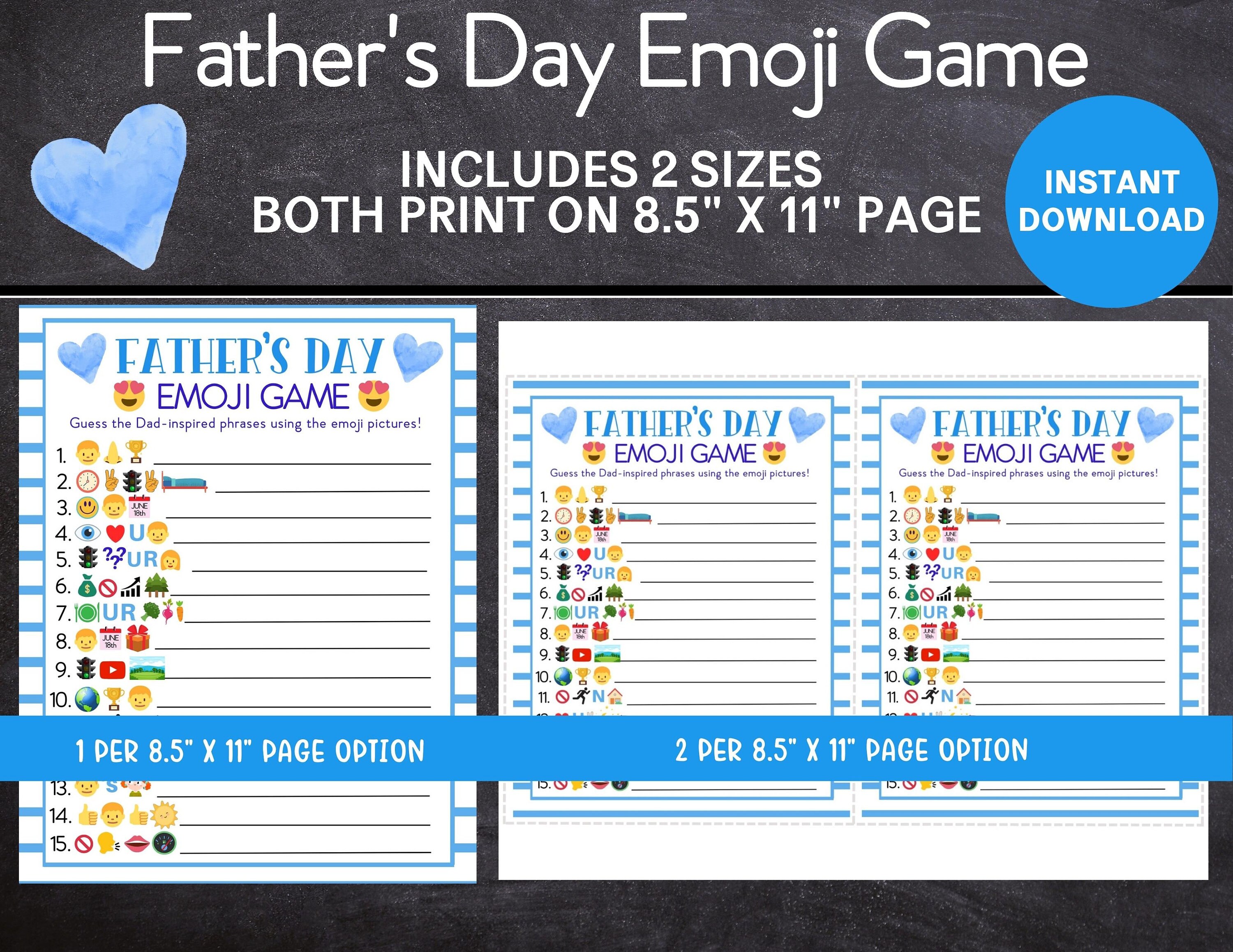 Fathers Day Game, Fathers Day Printable Game, Emoji Game for Fathers ...