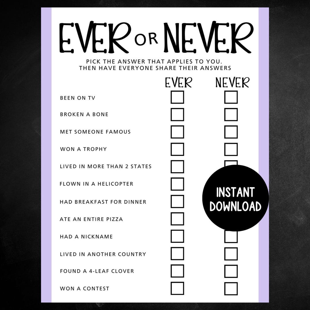 Icebreaker Game, Printable Ever or Never Game, Pastel Trivia Icebreaker ...