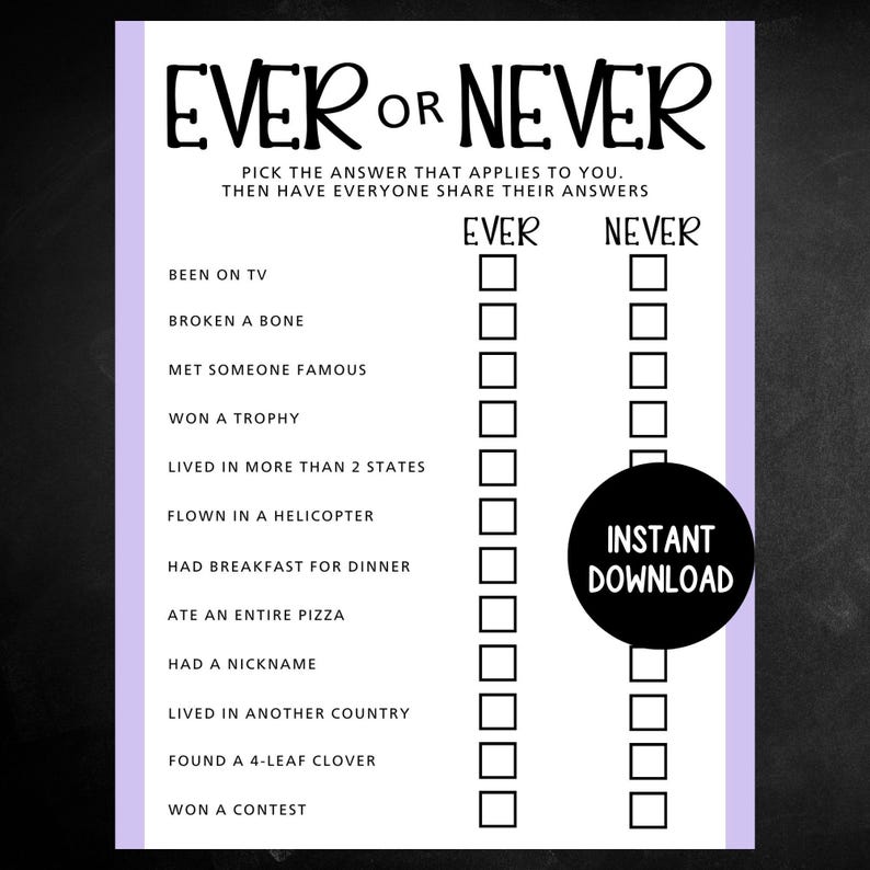 Icebreaker Game, Printable Ever or Never Game, Pastel Trivia Icebreaker ...
