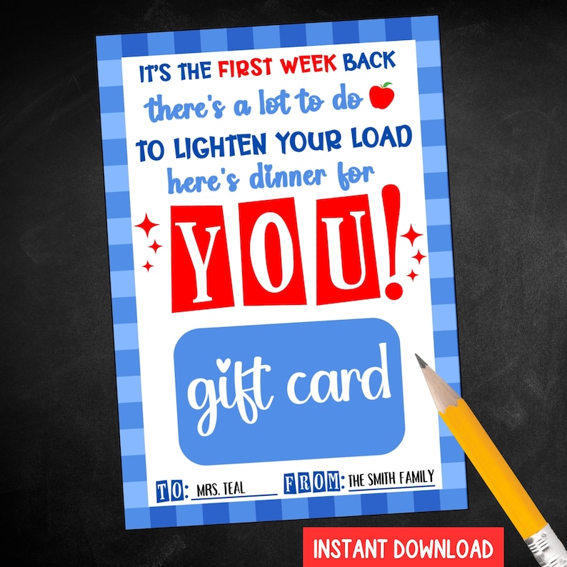 Printable Back to School Gift Card Holder, Meet the Teacher Gift, First ...