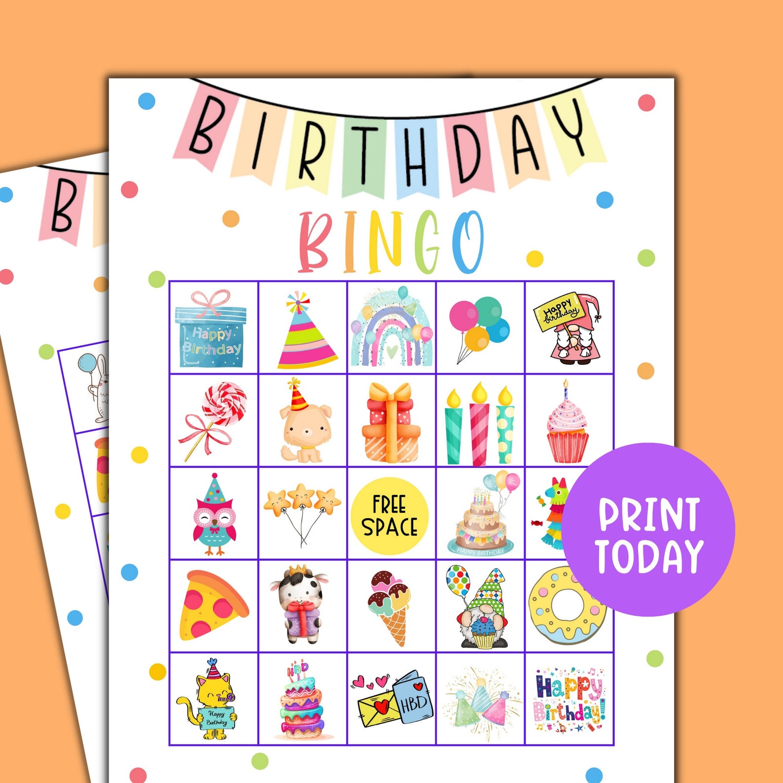 Birthday Bingo, Kids Bingo Game, Printable Birthday Party Bingo, Kids ...