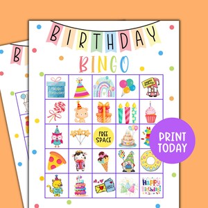 Birthday Bingo, Kids Bingo Game, Printable Birthday Party Bingo, Kids ...