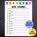 Birthday Word Scramble, Printable Pastel Birthday Game, Birthday Party ...