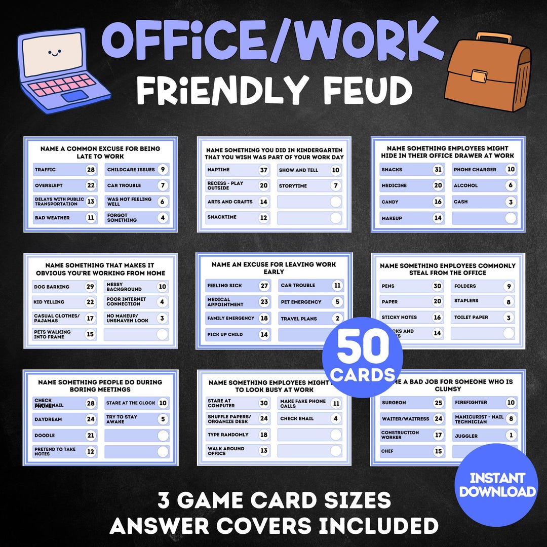Office Friendly Feud Game, Printable Office Party Game, Fun Work ...