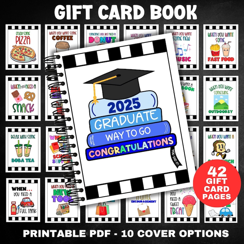 Printable Graduation Gift Card Book, College Gift Card Book, High ...