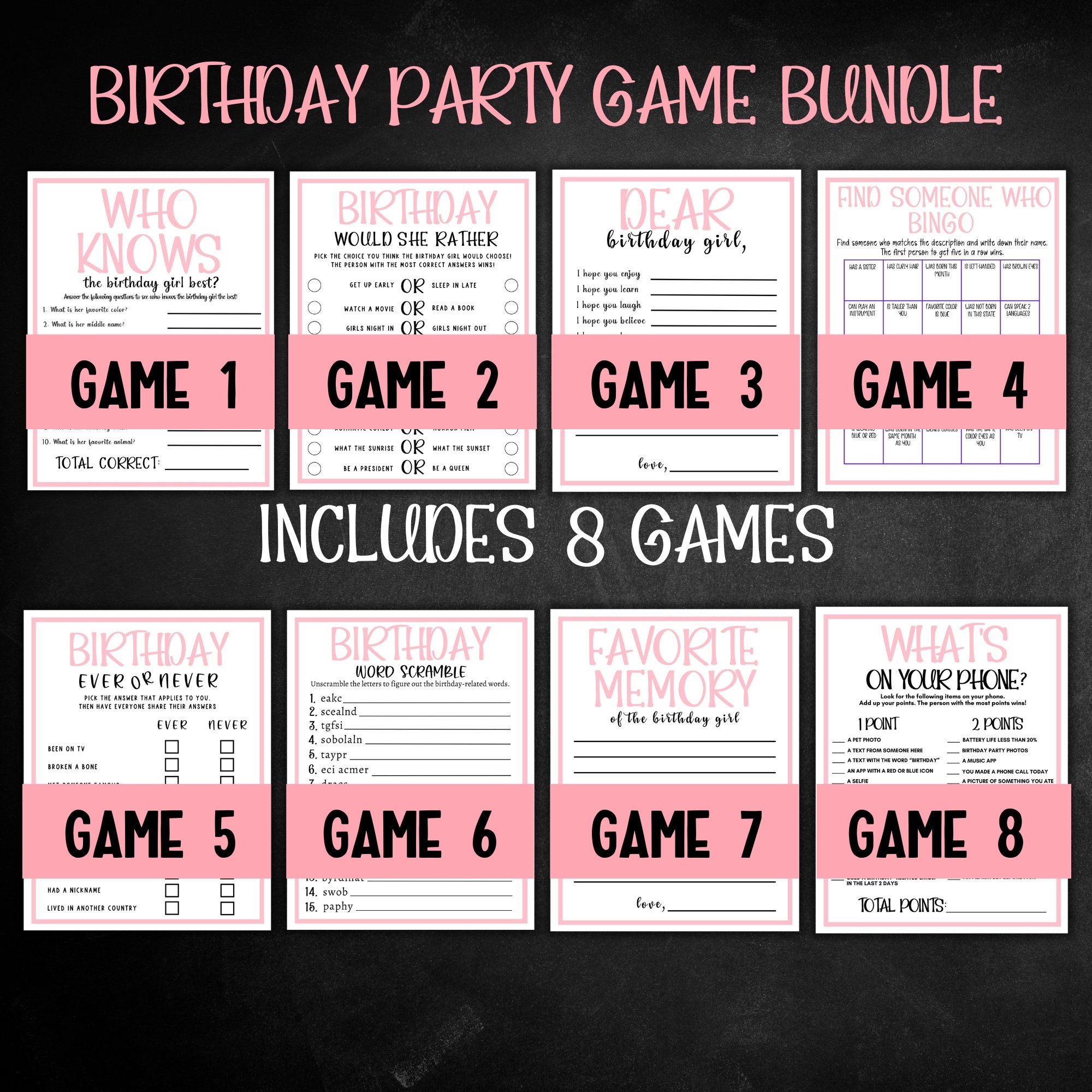 Womens Birthday Party Game Bundle Printable Adult Games For Her