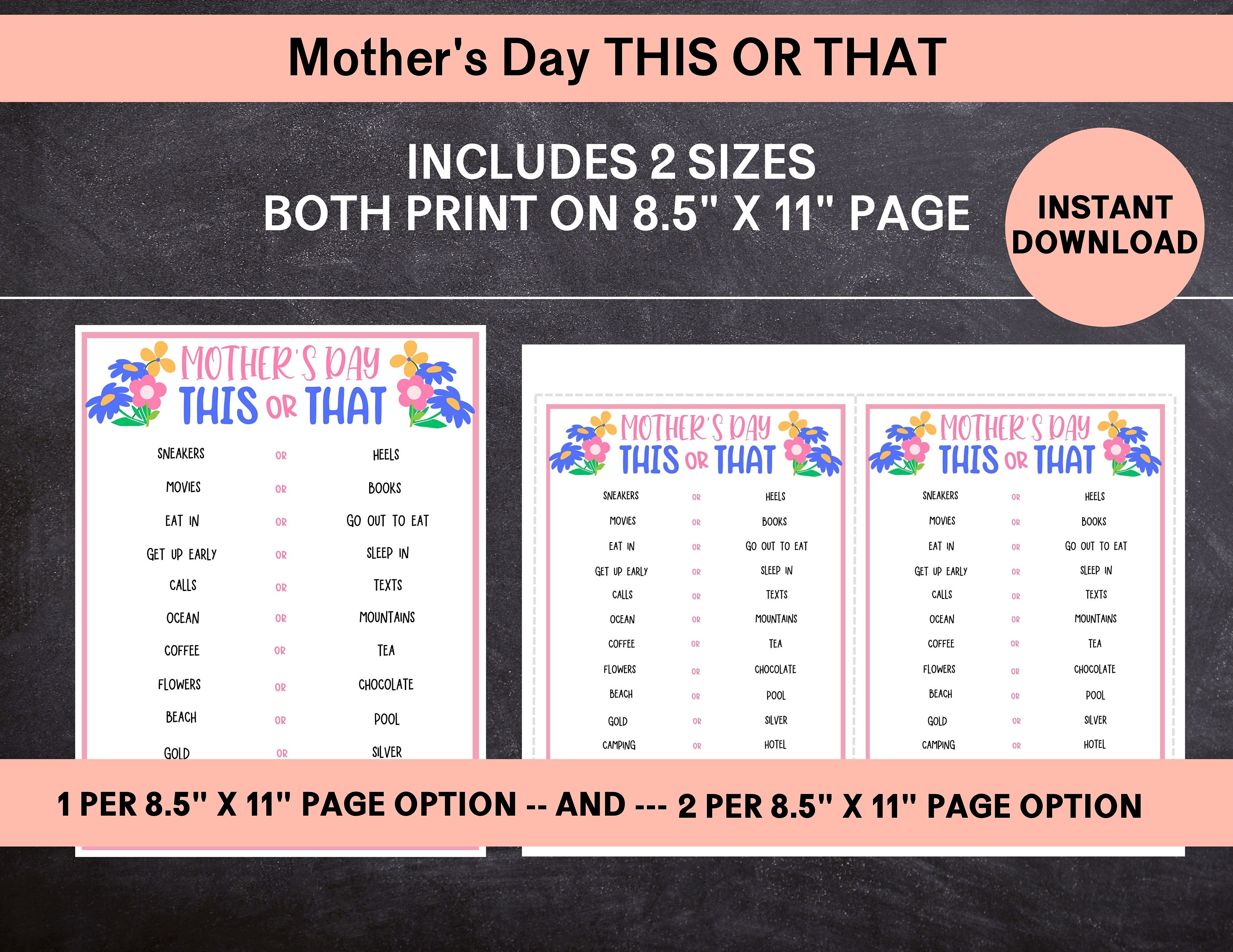 Mother's Day Game, Printable Mother's Day Game, Mum's Day Game, Mother ...