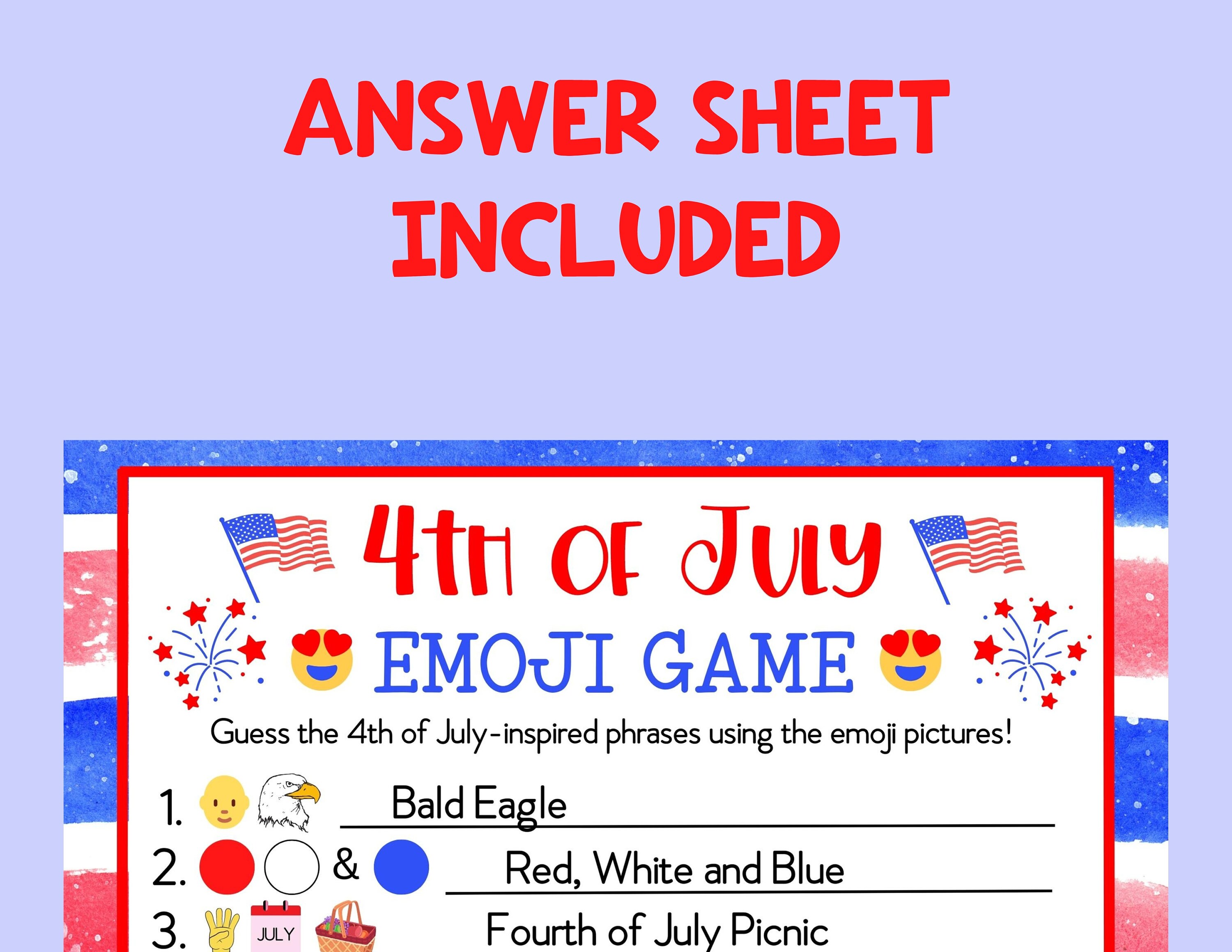 4th of July Emoji Game, Printable July 4th Game, Independence Day Game ...
