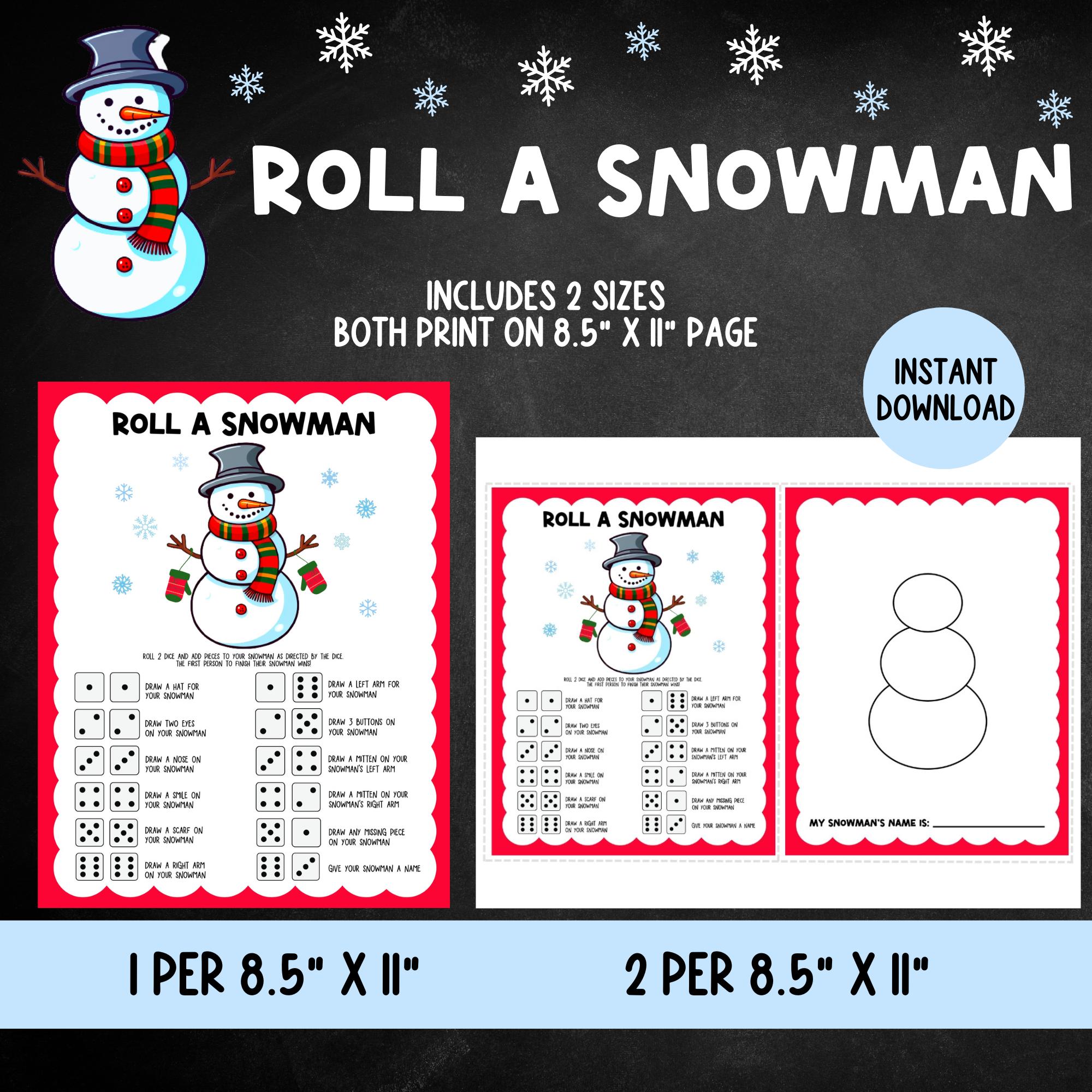 Roll a Snowman Game, Printable Christmas Group Game, Holiday Classroom ...