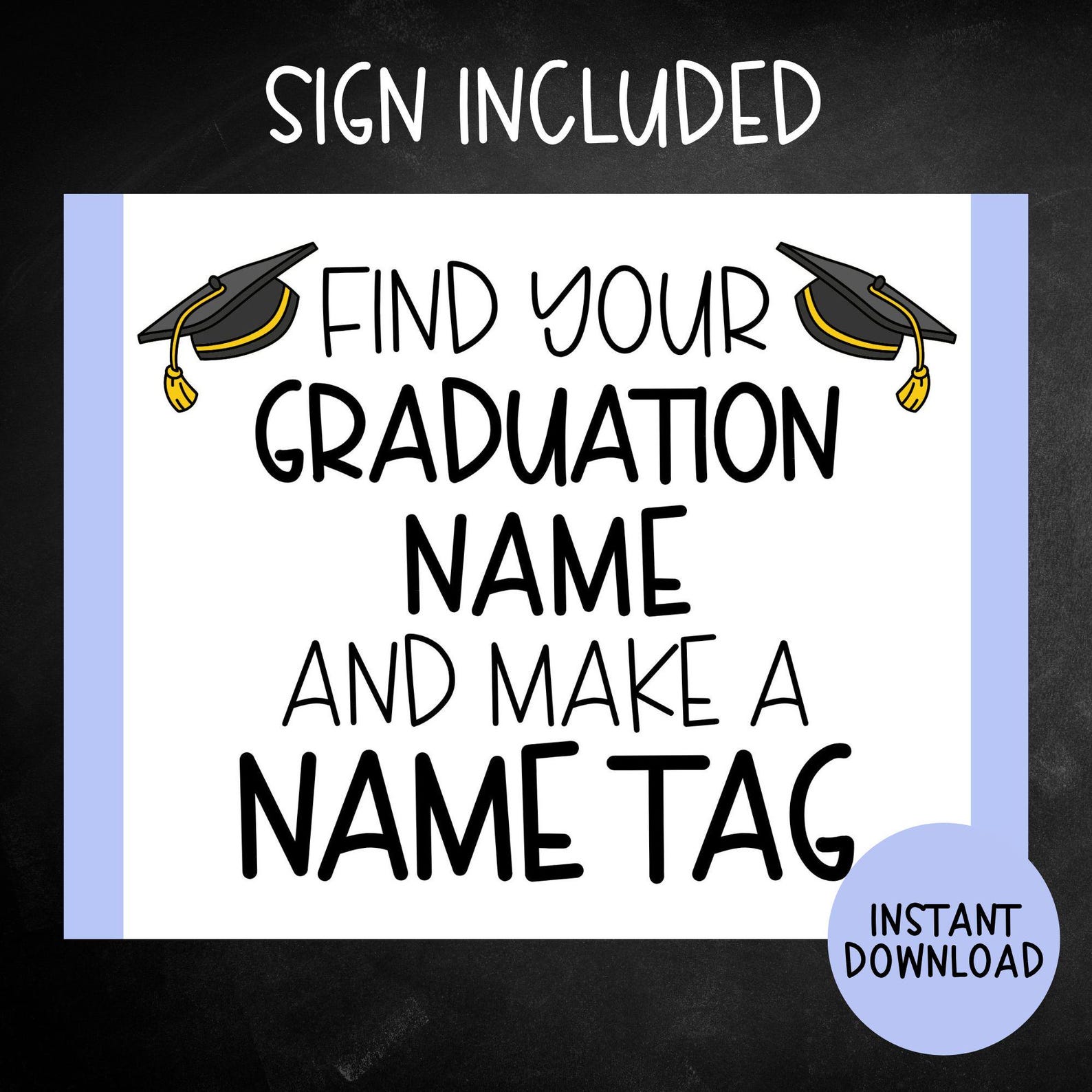Graduation Name Game WITH Name Tags & Sign, Graduation Party Game ...