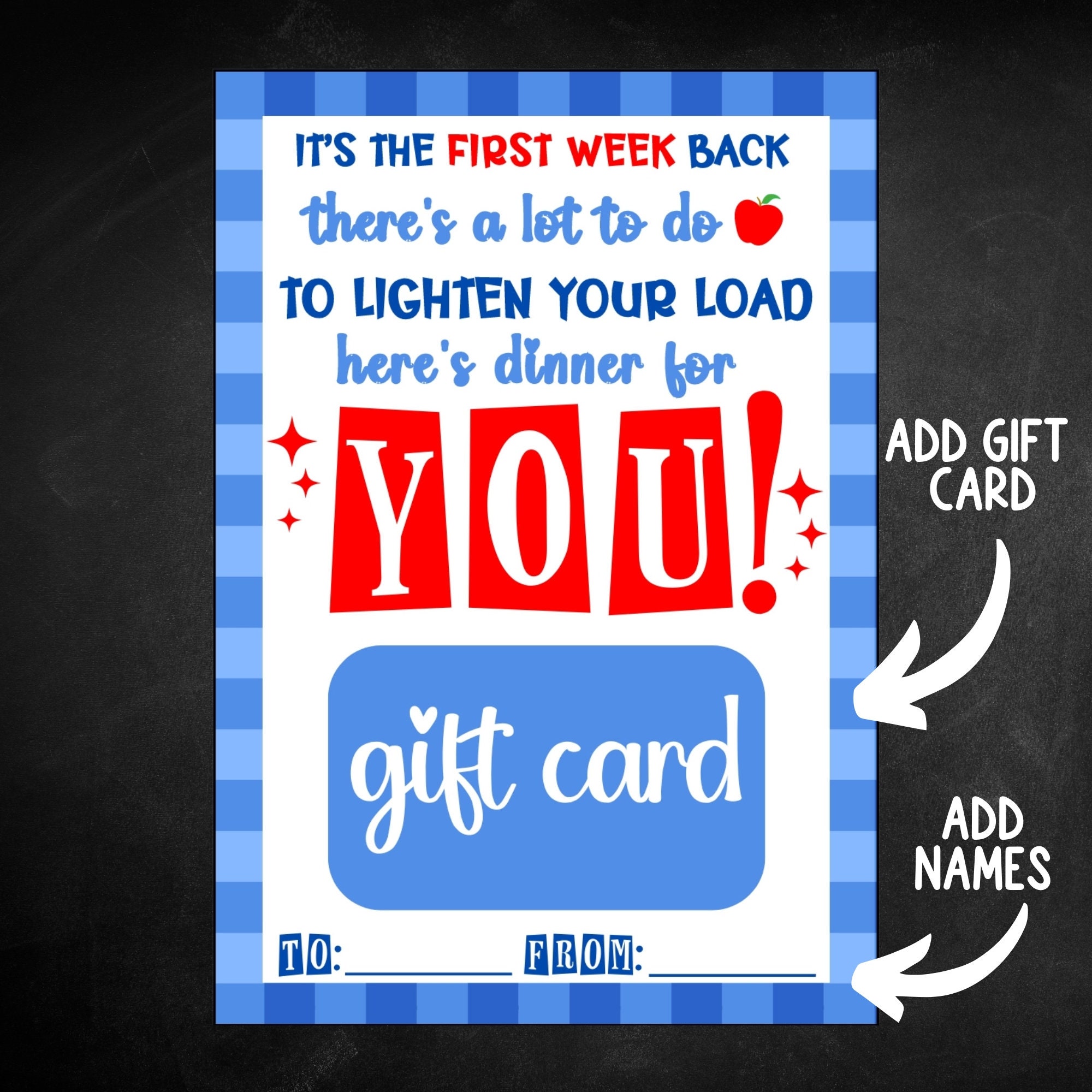 Printable Back to School Gift Card Holder, Meet the Teacher Gift, First ...