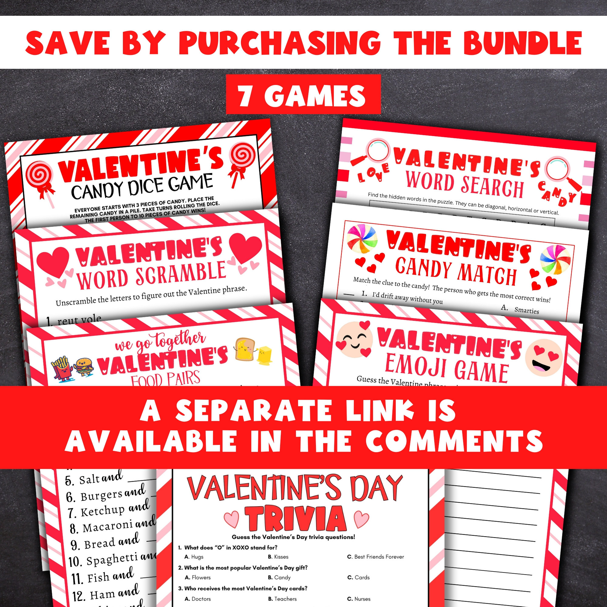 Valentine's Food Pairs Game, Fun Valentine's Game, Valentine's ...
