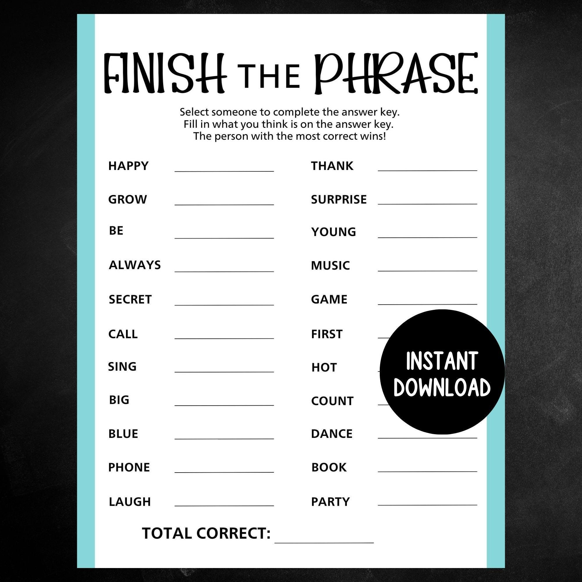 Icebreaker Game, Printable Finish the Phrase Game, Pastel Party Starter ...