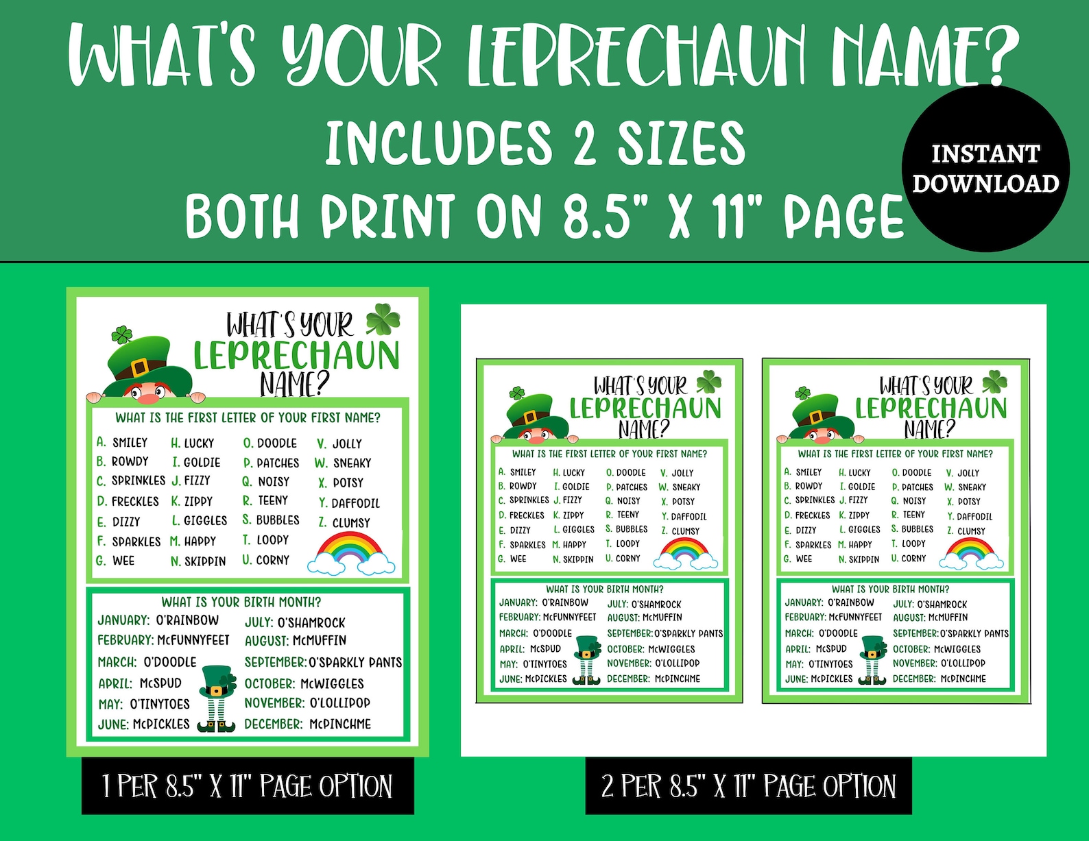 Leprechaun Name Game, What's Your Leprechaun Name, St. Patricks Day Fun ...