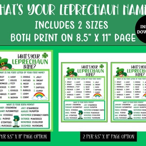 Leprechaun Name Game, What's Your Leprechaun Name, St. Patricks Day Fun ...