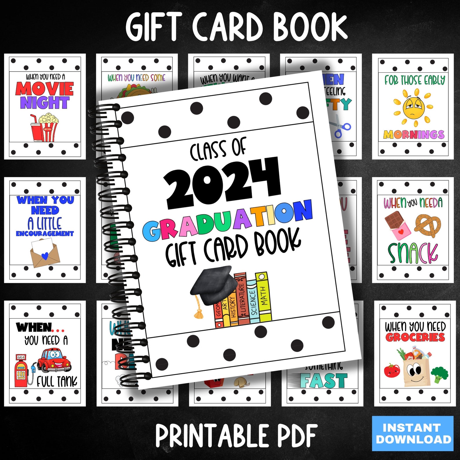 Printable Graduation Gift Card Book, College Gift Card Book, High ...
