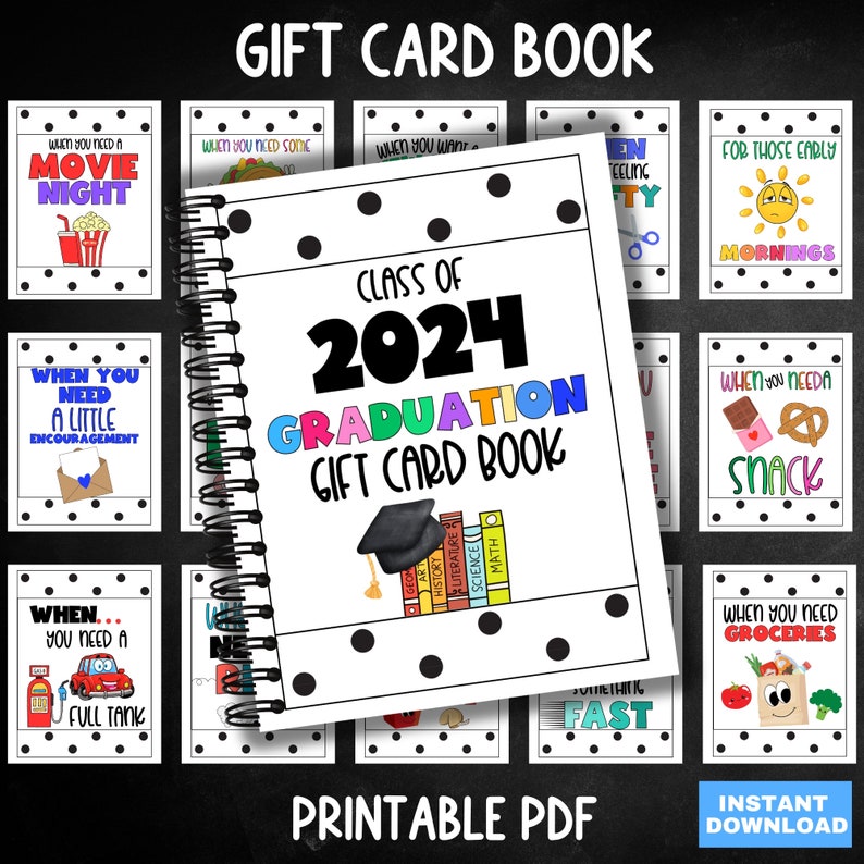 Printable Graduation Gift Card Book, College Gift Card Book, High ...