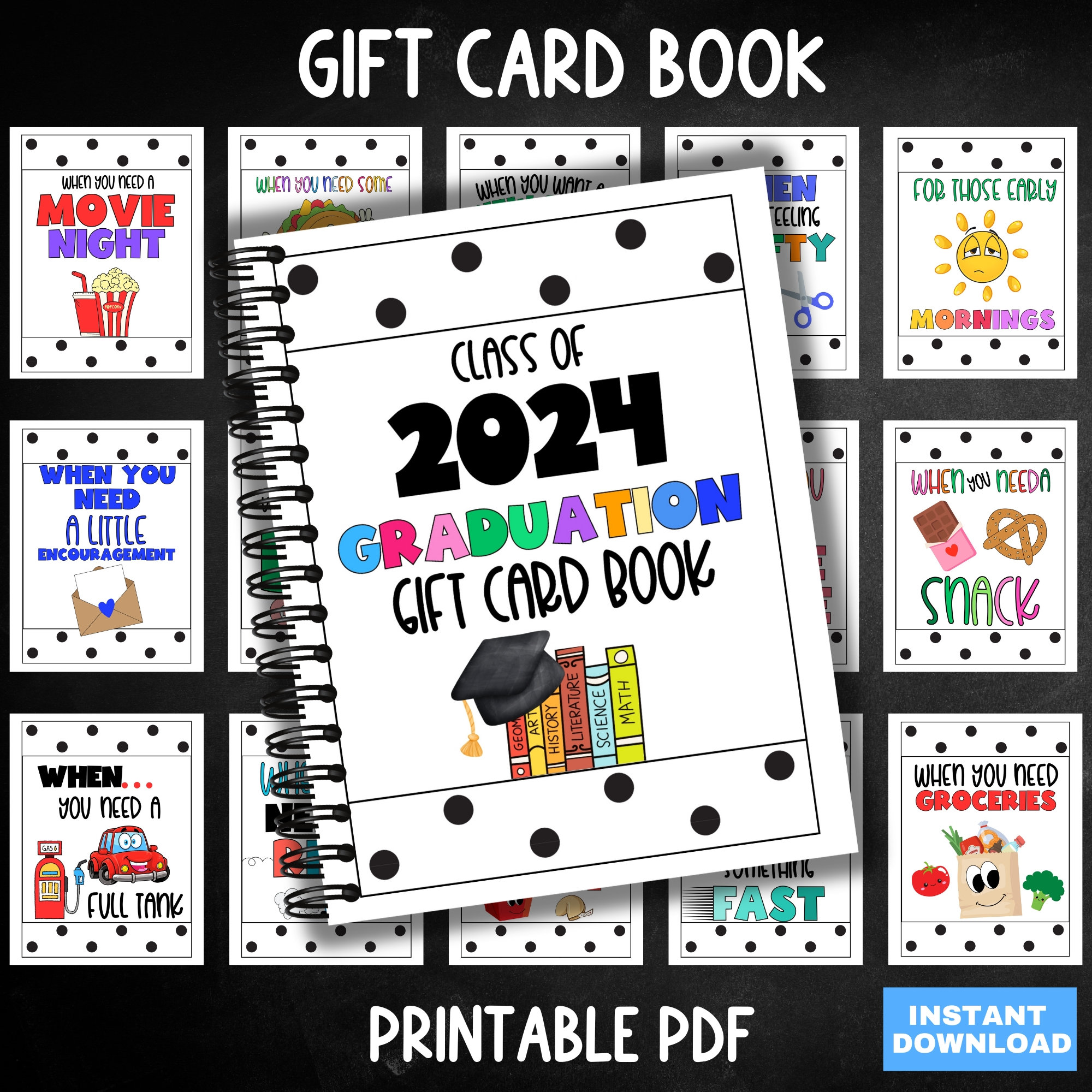 Printable Graduation Gift Card Book, College Gift Card Book, High ...
