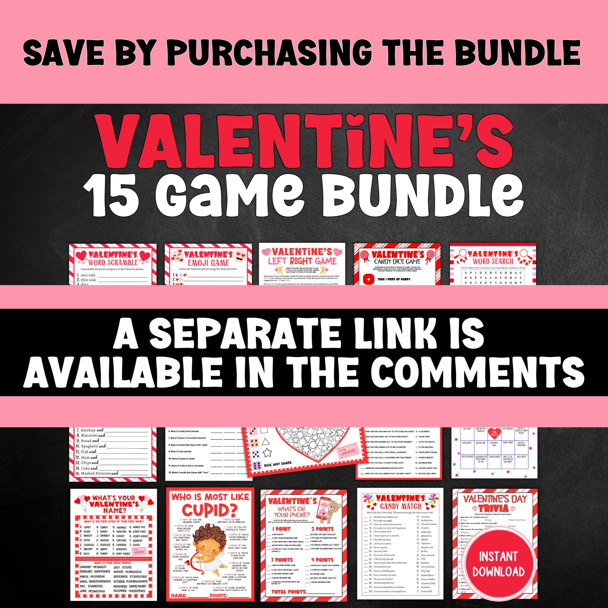 Valentine's Think Quick Game, Printable Valentine's Game, Valentine's ...