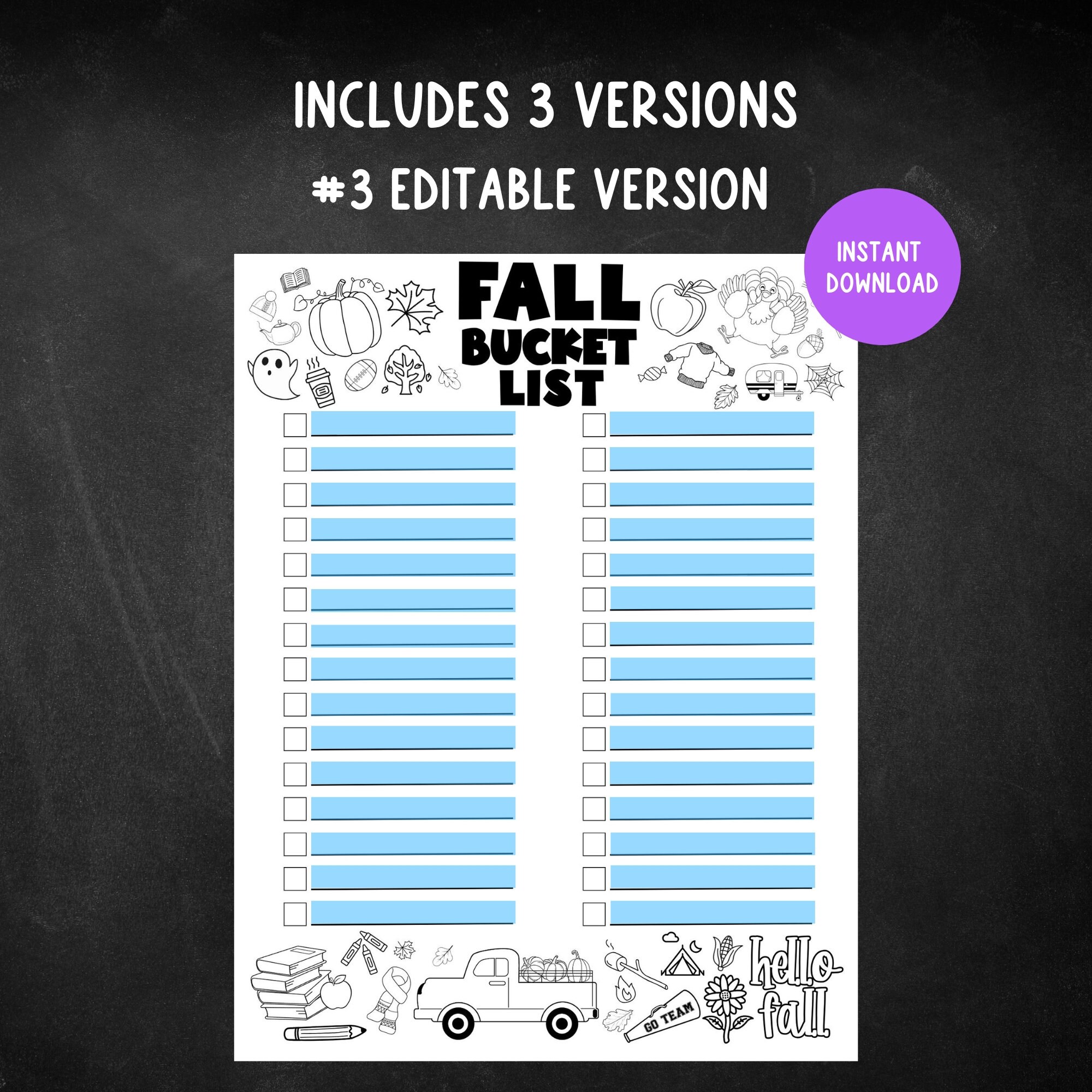 Printable Fall Bucket List Fall Coloring Activities - Etsy