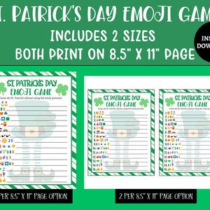 St Patricks Day Emoji Game, St Patricks Day Printable Game, Emoji Game ...