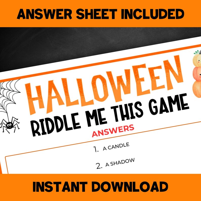 Halloween Riddle Me This, Halloween Trivia Game, Halloween Party Game ...