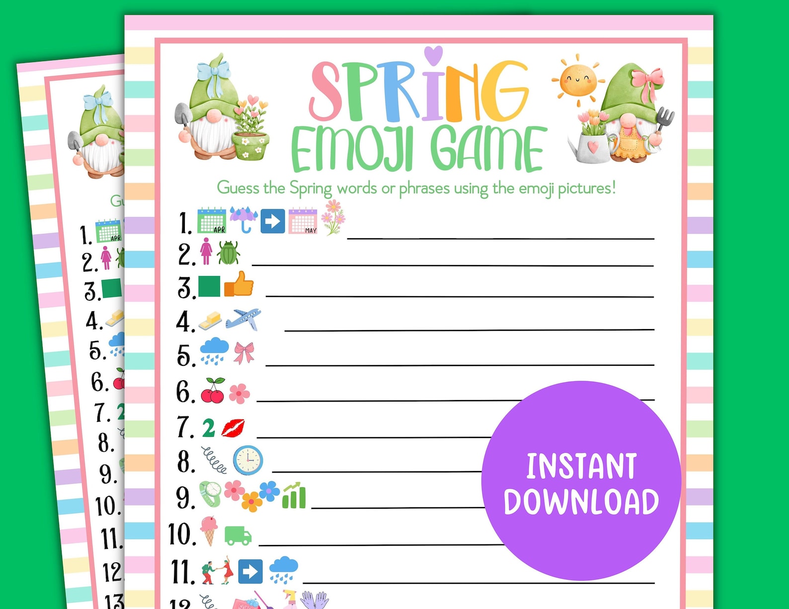 Spring Emoji Game, Spring Printable Game, Emoji Game, Spring Emoji Game ...