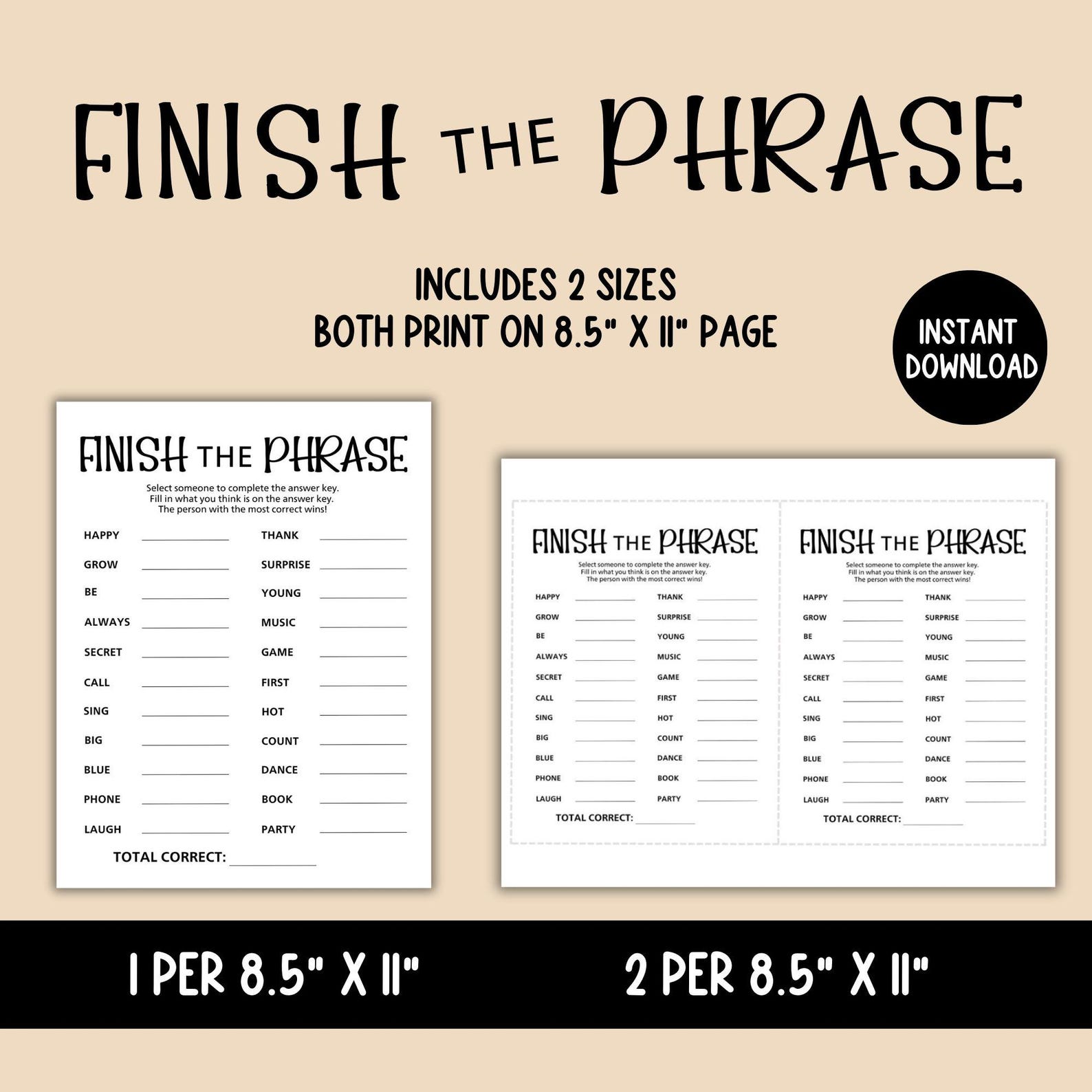 Icebreaker Game, Printable Finish the Phrase Game, Easy Party Starter ...