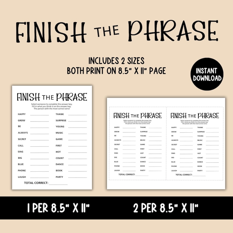 Icebreaker Game, Printable Finish the Phrase Game, Easy Party Starter ...