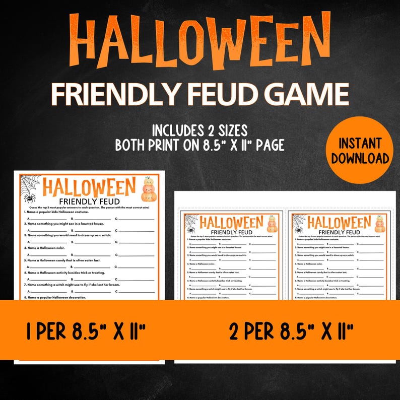Halloween Friendly Feud Game, Printable Halloween Party Game, Easy ...