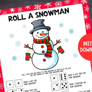 Roll a Snowman Game, Printable Christmas Group Game, Holiday Classroom ...