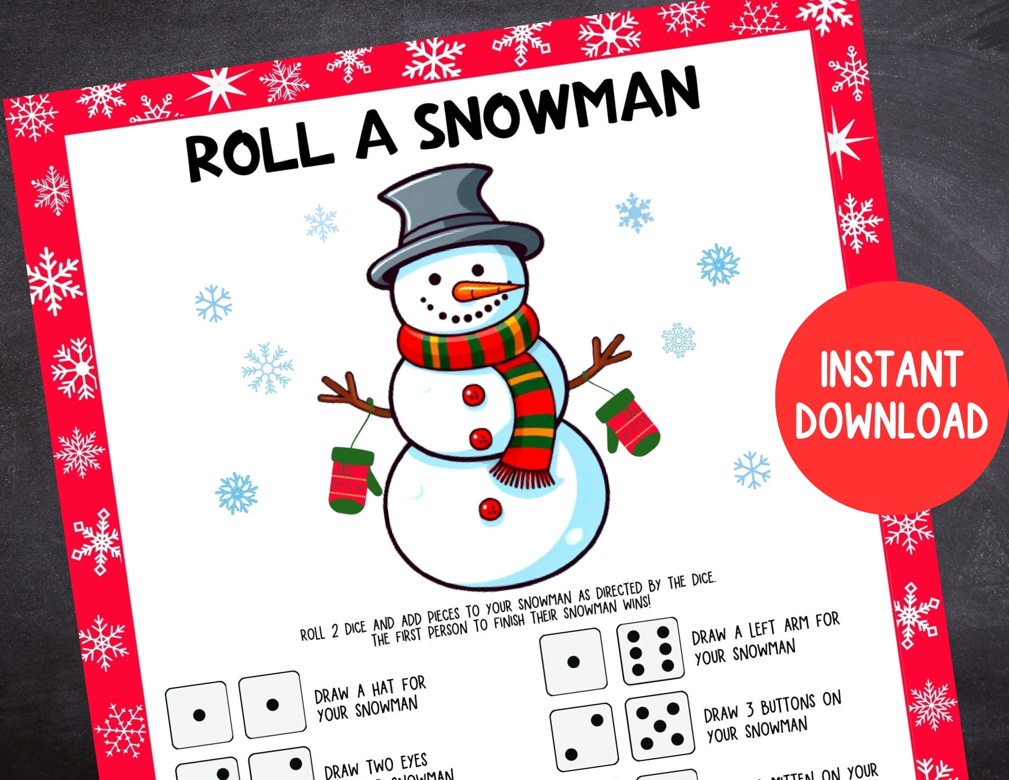 Roll a Snowman Game, Printable Christmas Group Game, Holiday Classroom ...