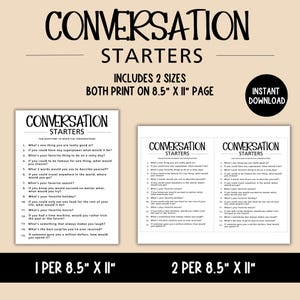 Conversation Starters, Printable Icebreakers, Party Starter, Table Talk ...