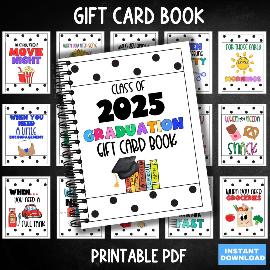 Printable Graduation Gift Card Book, College Gift Card Book, High ...