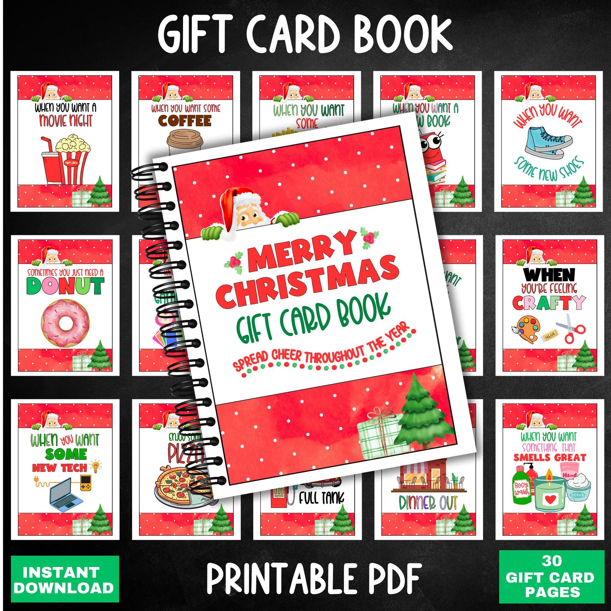 Christmas Gift Card Book, Printable Christmas Gift for Teen, College ...