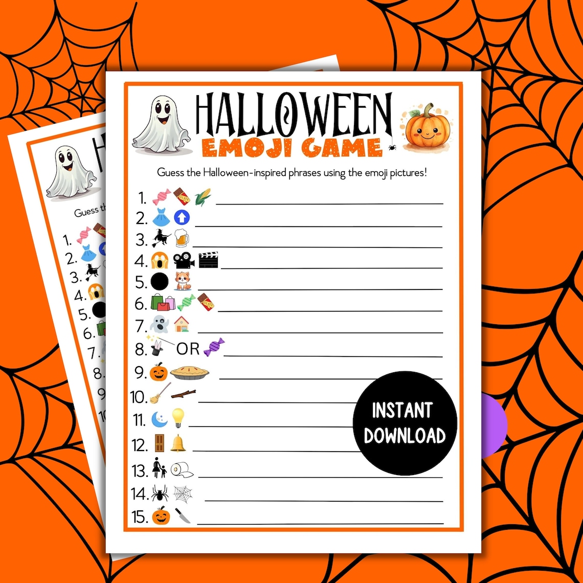 Halloween Emoji Game, Printable Halloween Activity, Fall Party Game ...