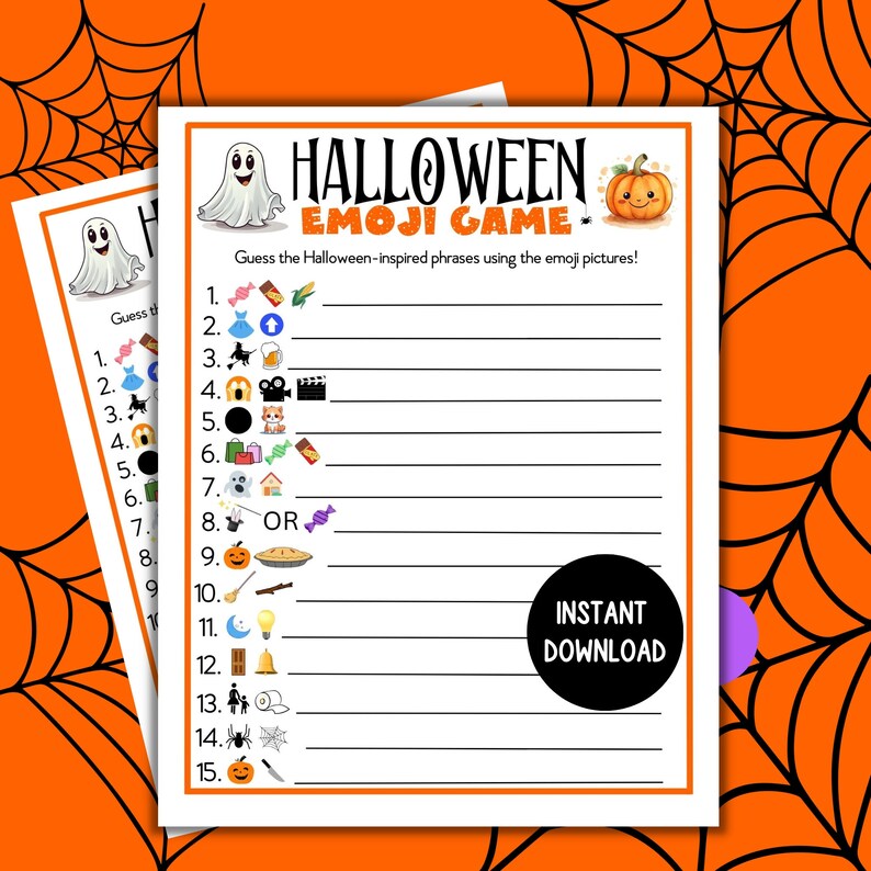Halloween Emoji Game, Printable Halloween Activity, Fall Party Game ...