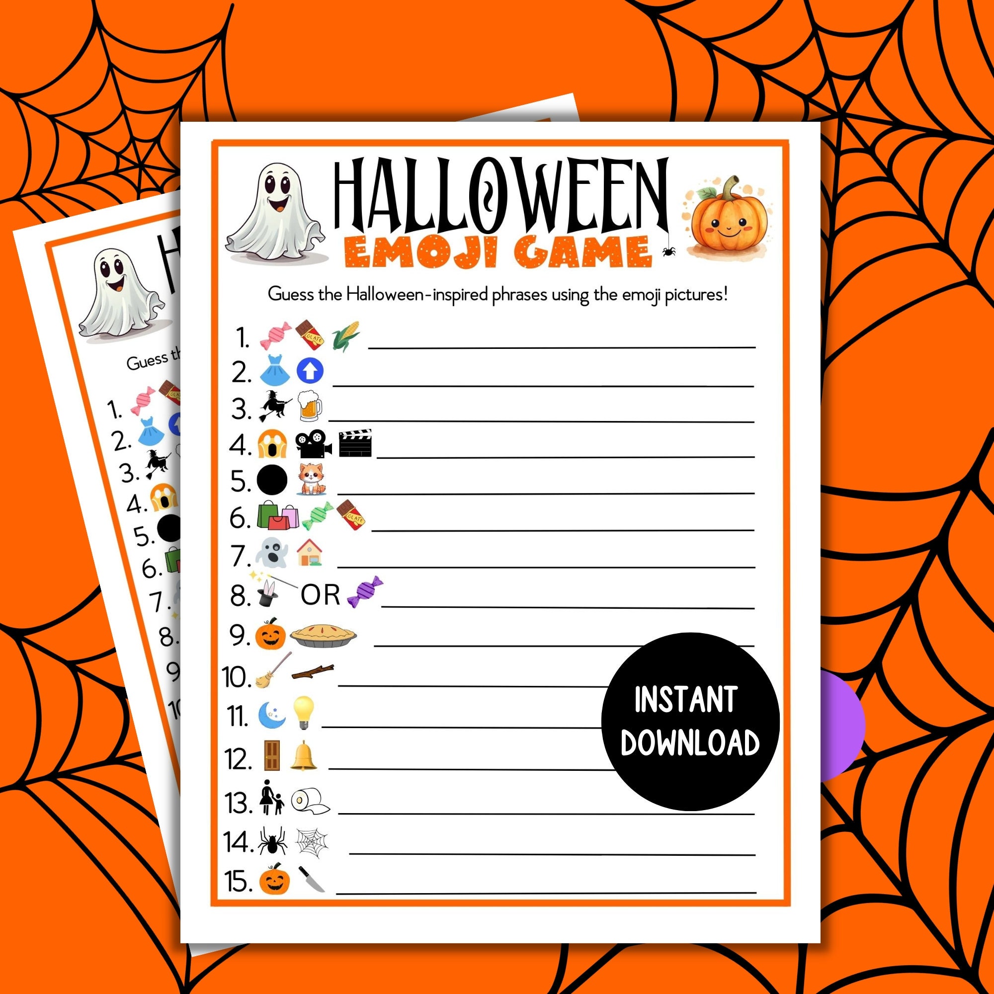 Halloween Emoji Game, Printable Halloween Activity, Fall Party Game ...