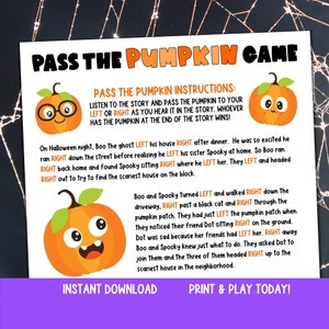 Pass the Pumpkin Halloween Game, Printable Halloween Left Right Game ...