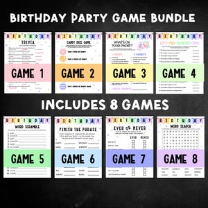 Birthday Party Games, Printable Pastel Birthday Game Bundle, Birthday ...
