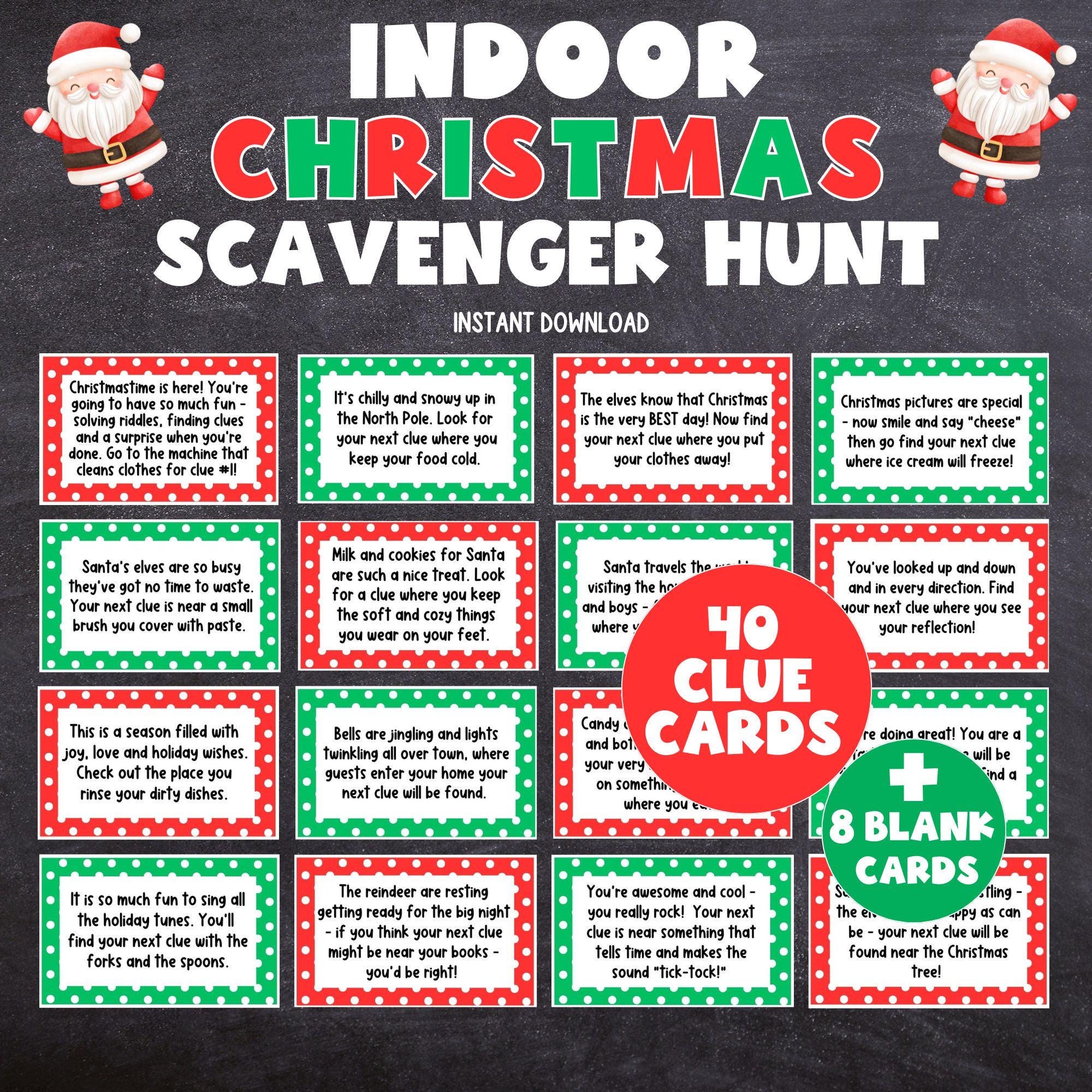 Christmas Scavenger Hunt for Kids, Indoor Printable Christmas Treasure ...