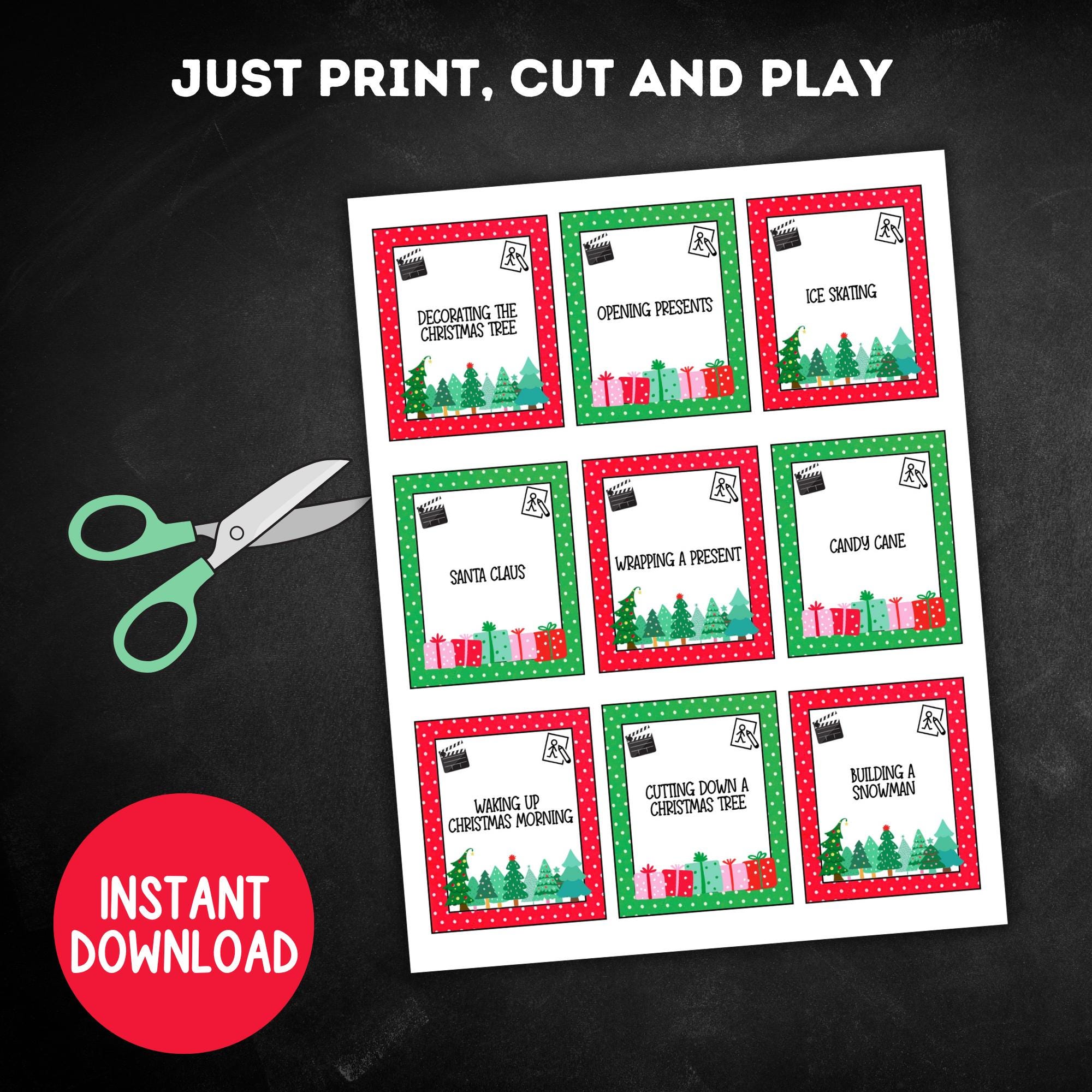 Christmas Charades Game, Printable Christmas Act It or Draw It Game ...