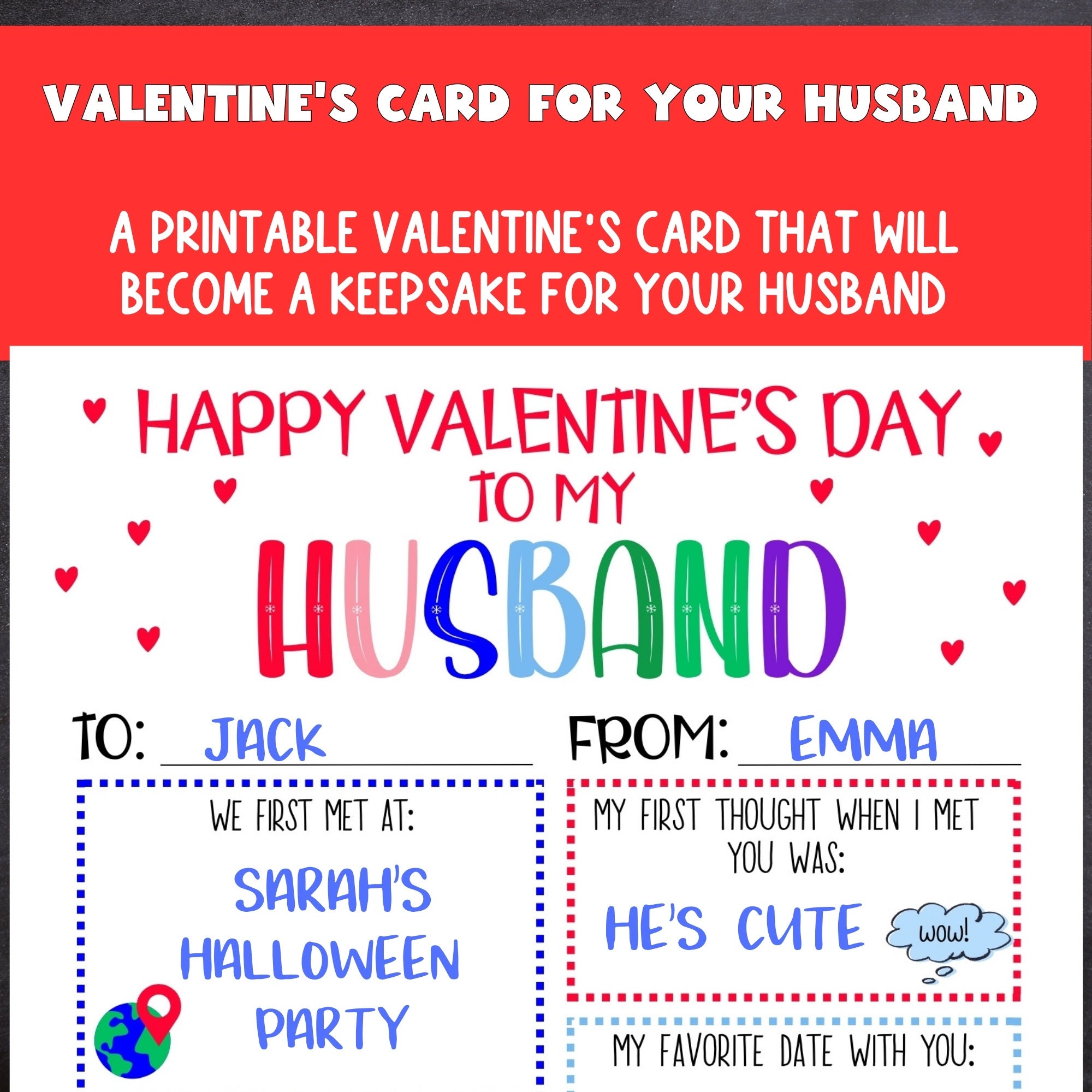 Valentines Card for Husband, Printable Husband Valentines Card ...