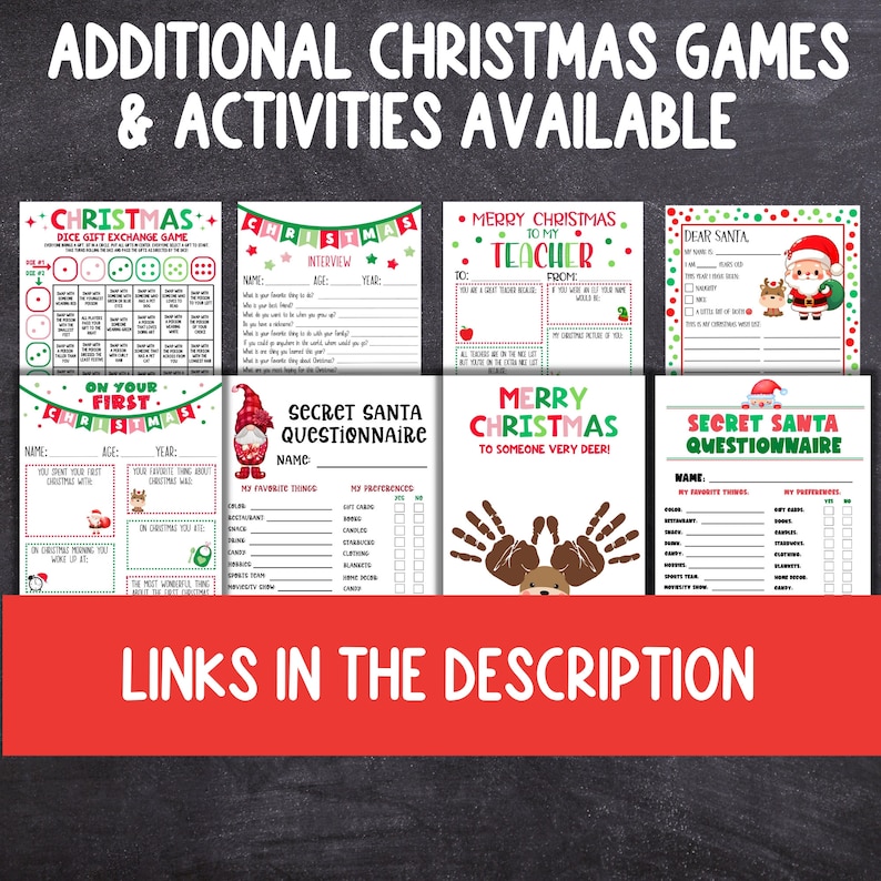 Christmas Game Bundle, Printable Christmas Party Games, Holiday Group ...