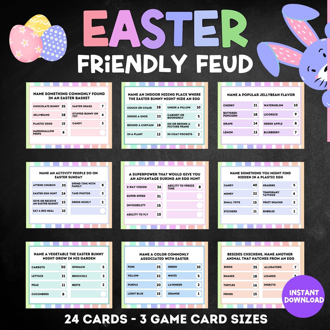 Easter Friendly Feud Game, Printable Easter Game, Easter Party Game ...