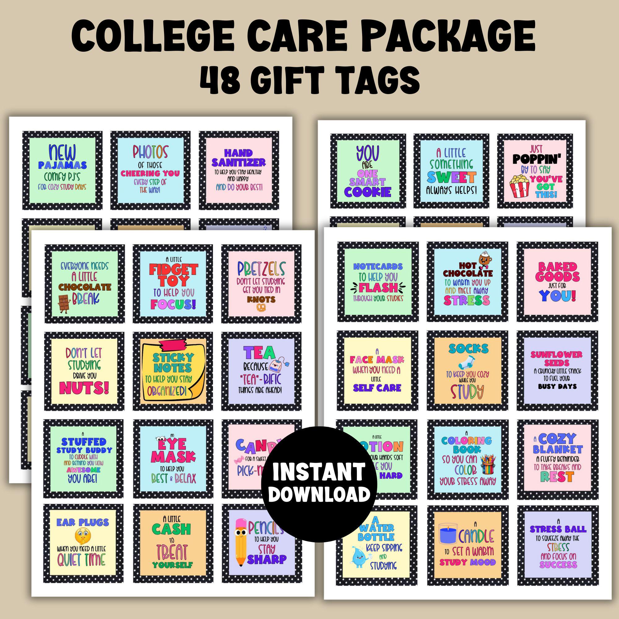 Final Exam Survival Kit Gift Tags, Printable College Care Gift Tags ...