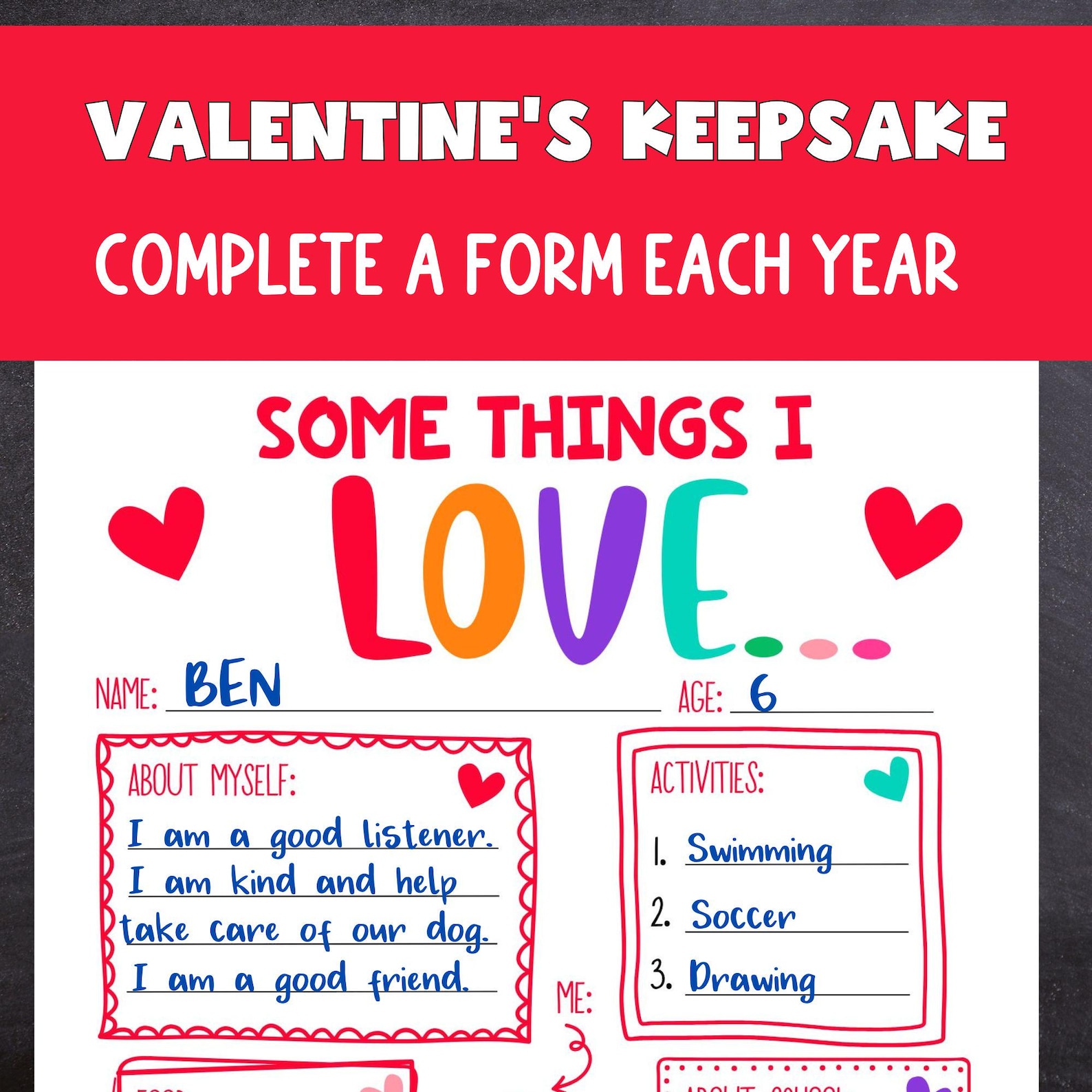 Kids Valentines Activity, Printable Fill in the Blank Valentines Form ...