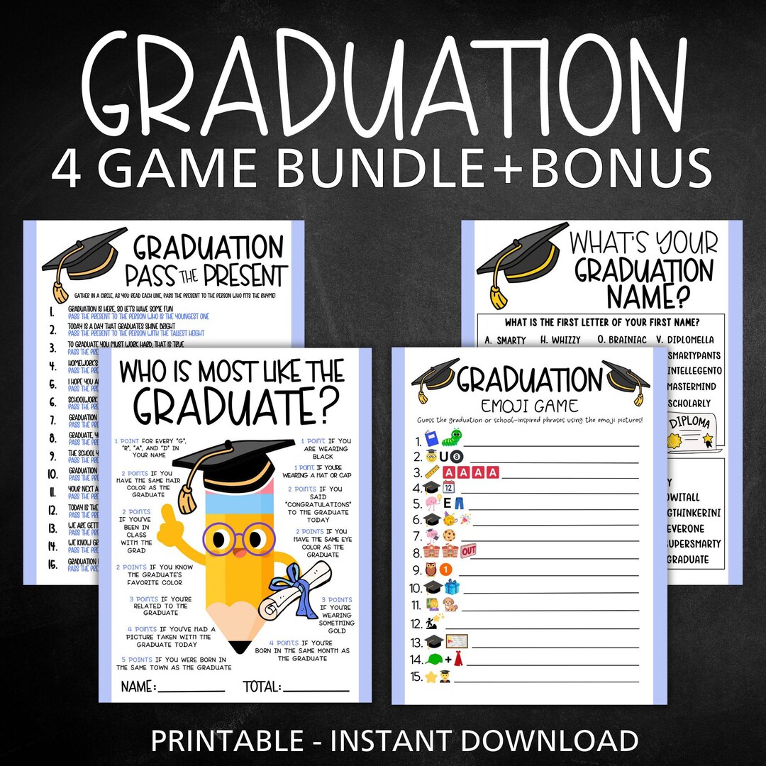 Graduation Games Bundle, Printable Graduation Games, Fun Graduation ...